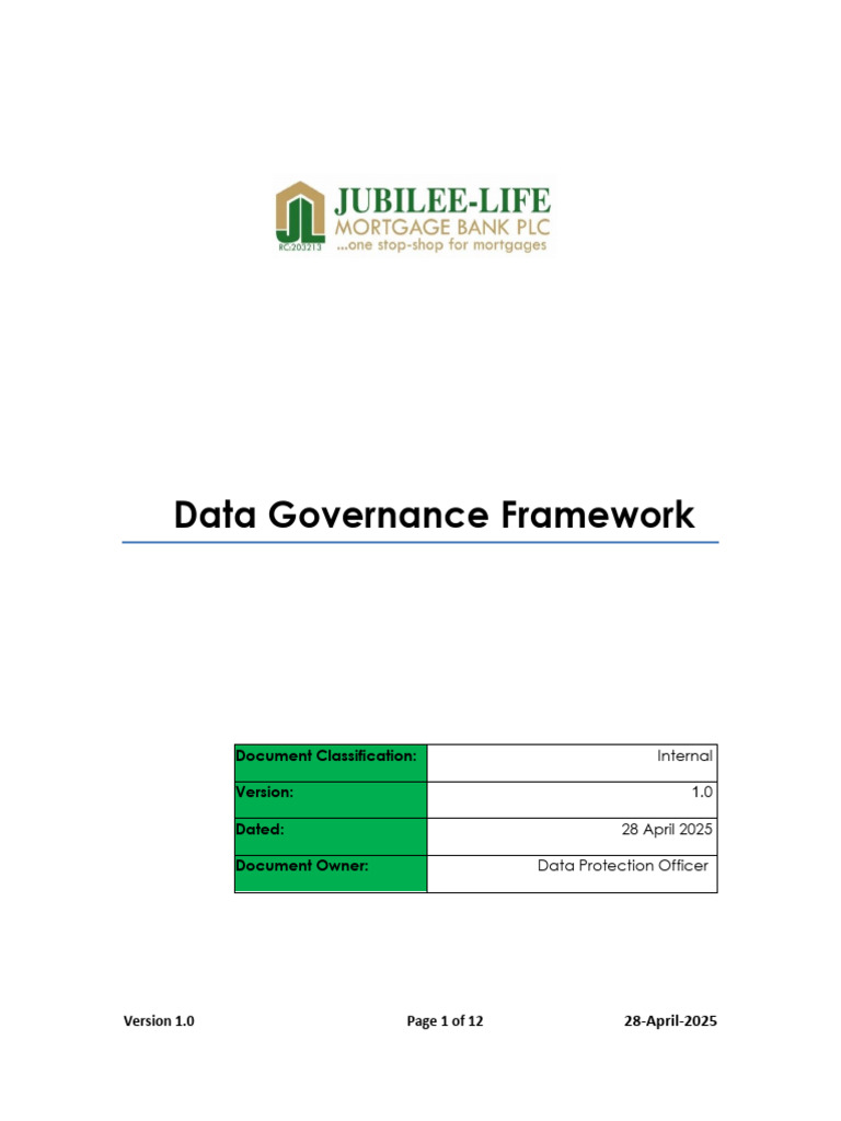 Data Governance Framework Version 1 | PDF | Information Security | Regulatory Compliance