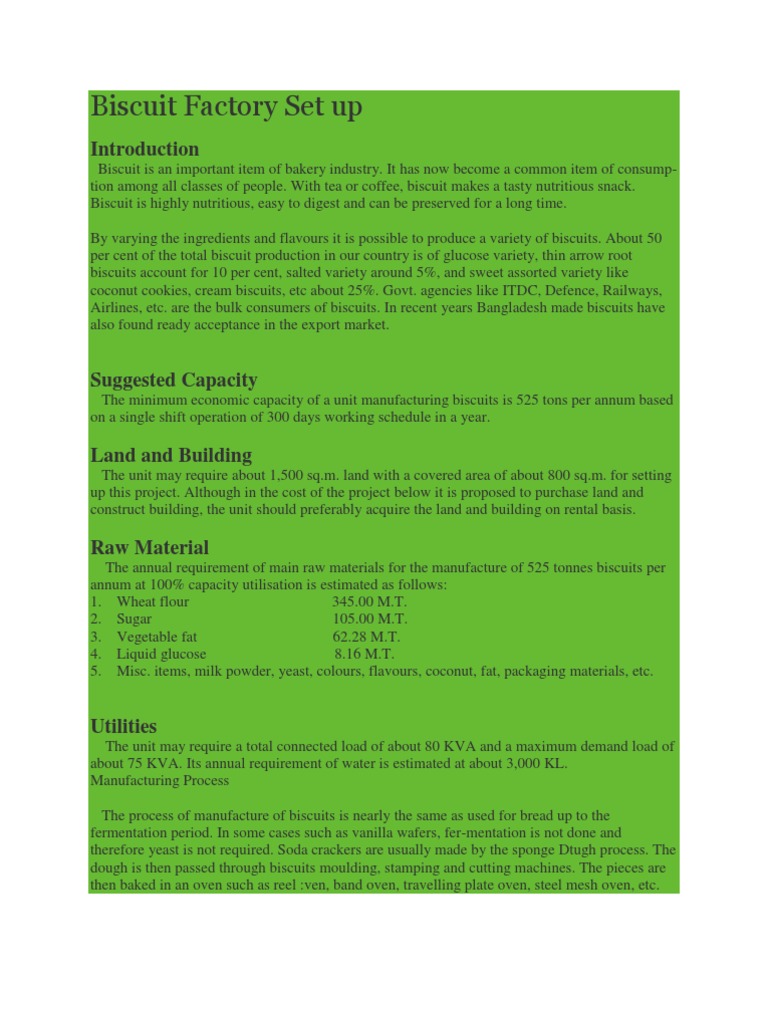 Biscuit Factory Setup Guide | PDF | Value Added Tax | Dough