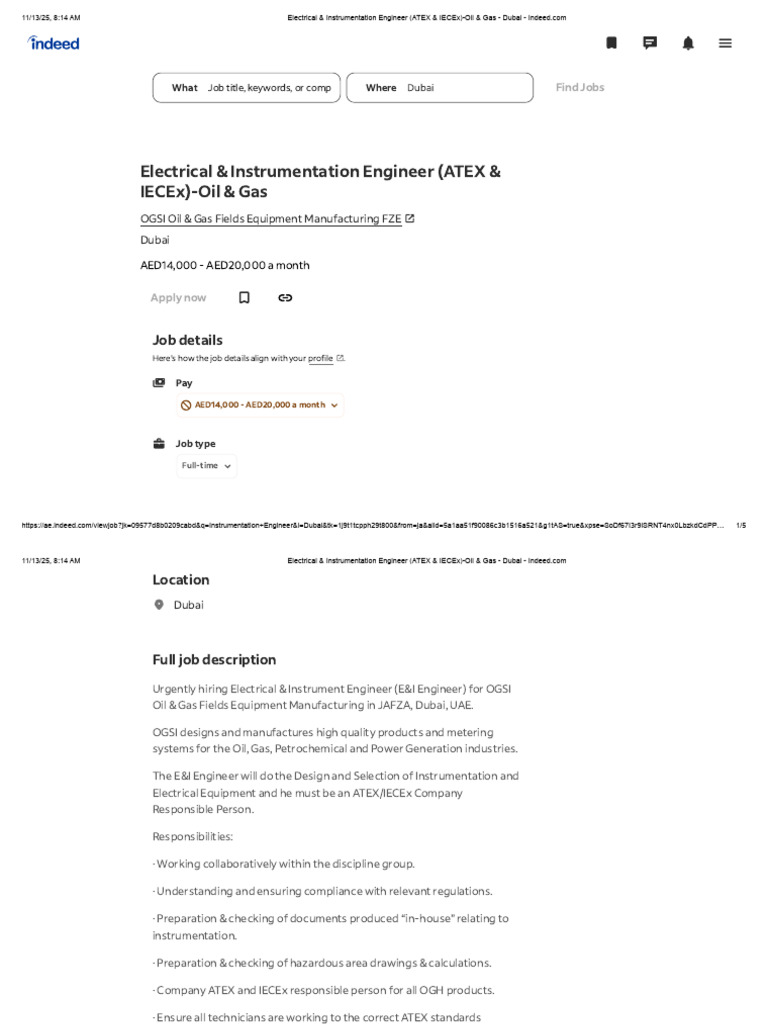 Electrical & Instrumentation Engineer (ATEX & IECEx) - Oil & Gas ...