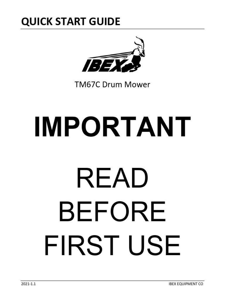 Ibex TM67C Drum Mower Quick Start 2021 | PDF | Mower | Tractor