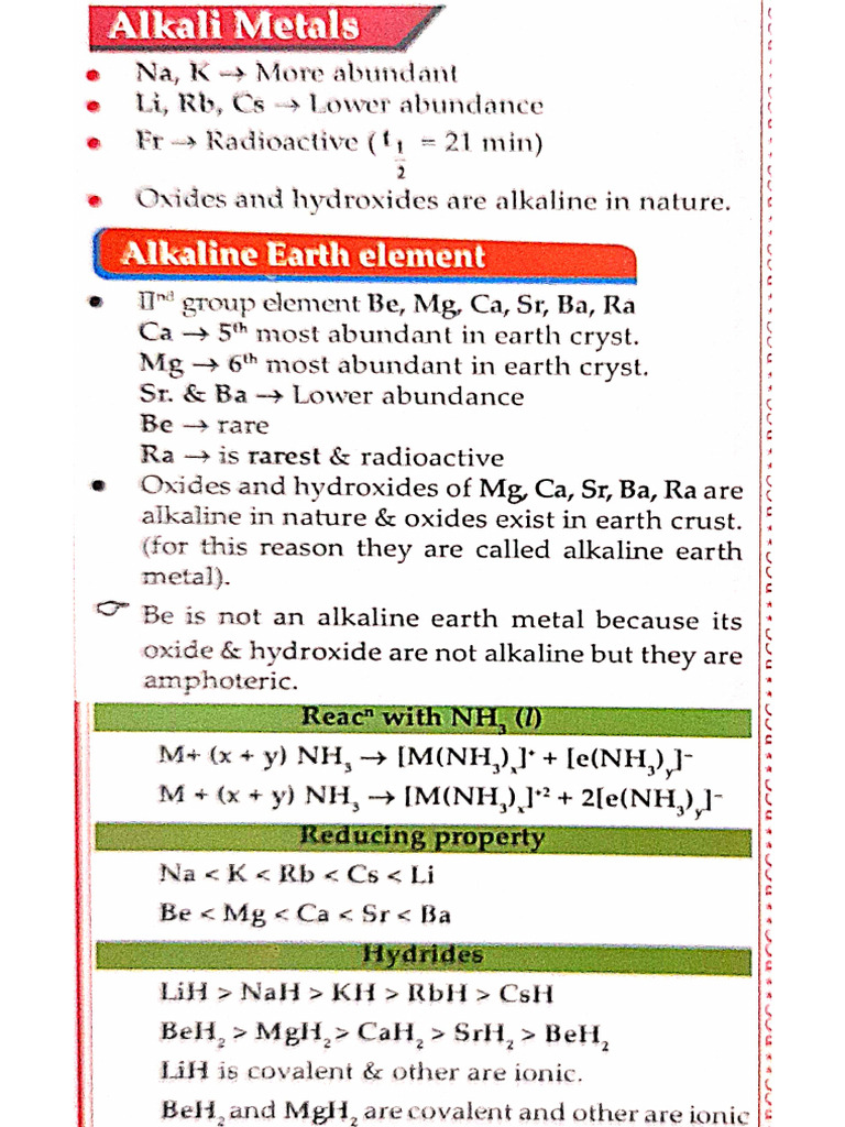 RCC, S-Block Elements Mind Map Short Notes | PDF