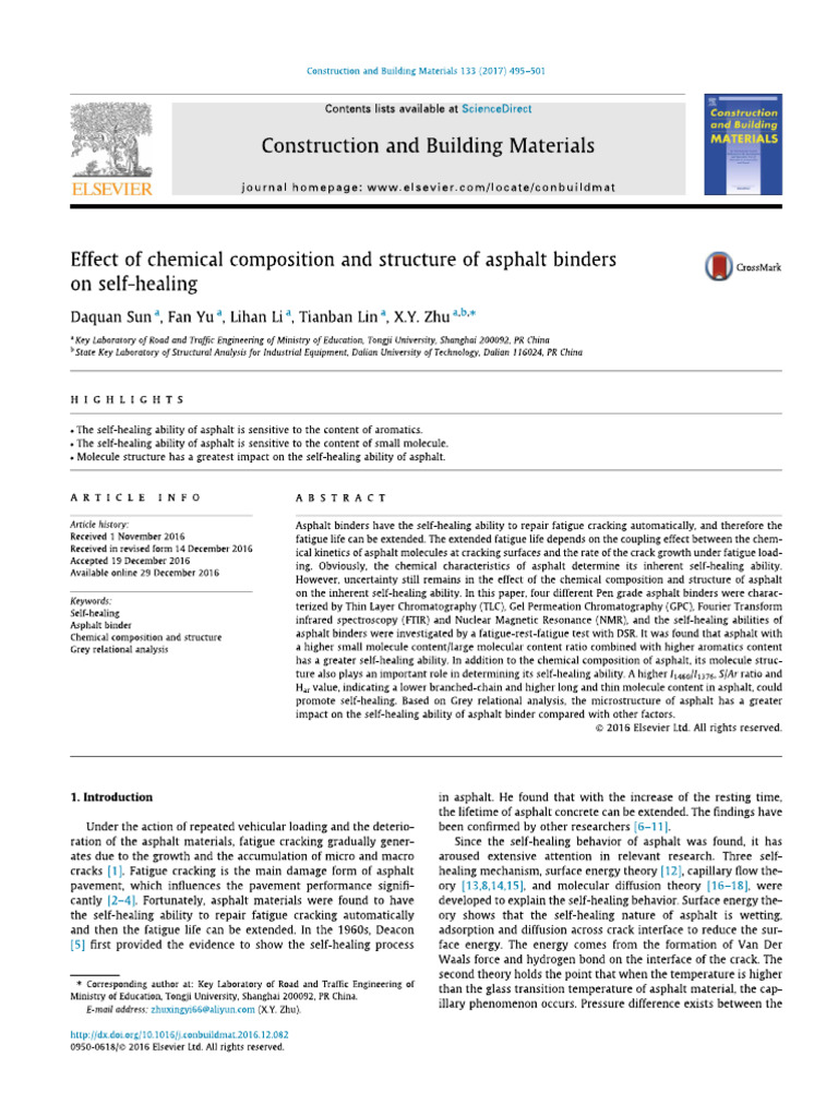 Effect of Chemical Composition and Structure of Asphalt Binders On Self ...