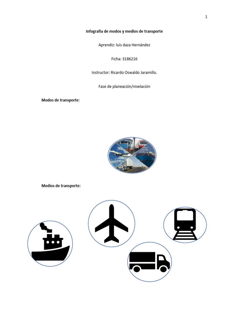Infografía de Modos y Medios de Transporte 2 NIV | PDF | Transporte ...