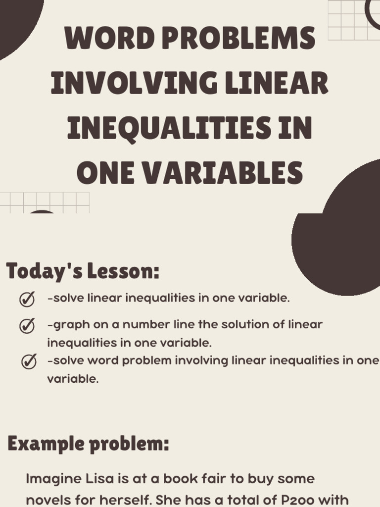 Linear Inequalities Word Problems Guide | PDF | Mathematical Relations ...