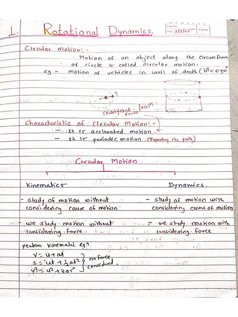 Rotational Dynamics (Note's) | PDF