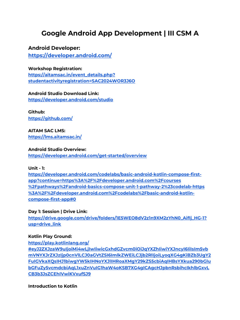 Important Document Google Android - III CSM A | PDF