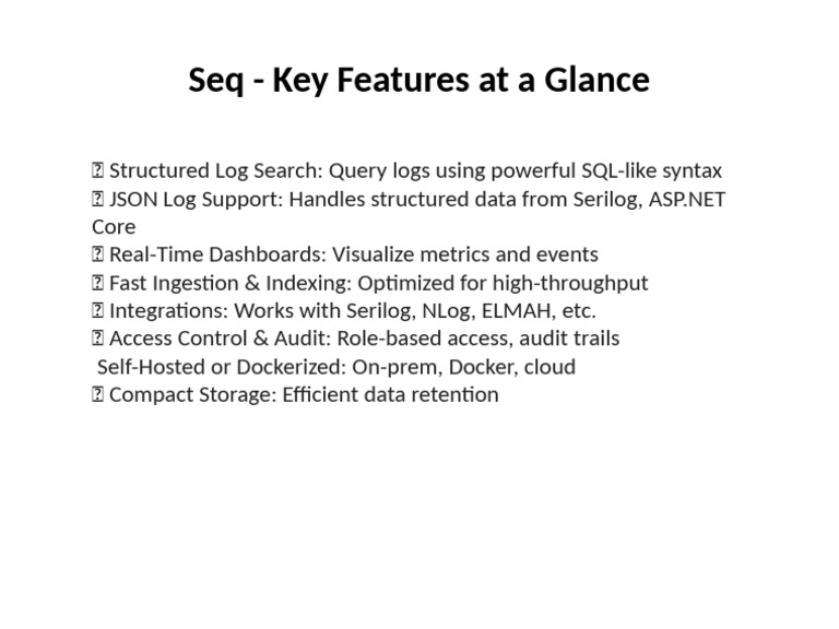 Seq: Key Features Overview | PDF