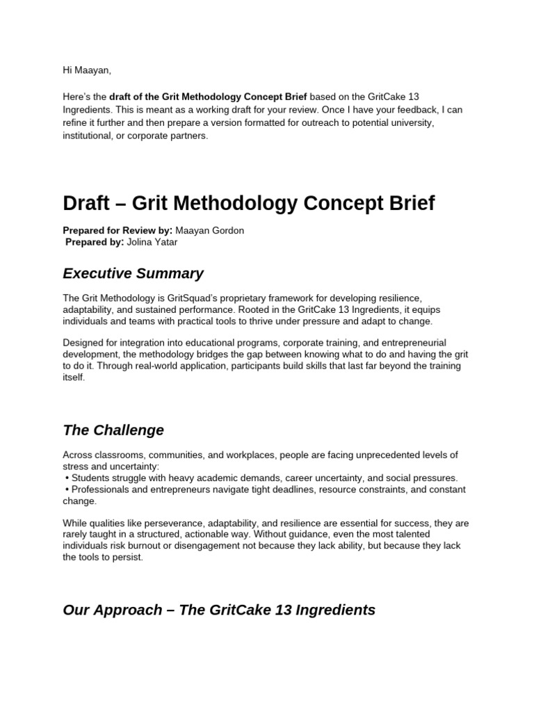 Grit Methodology Concept Brief | PDF | Psychological Resilience | Grit ...
