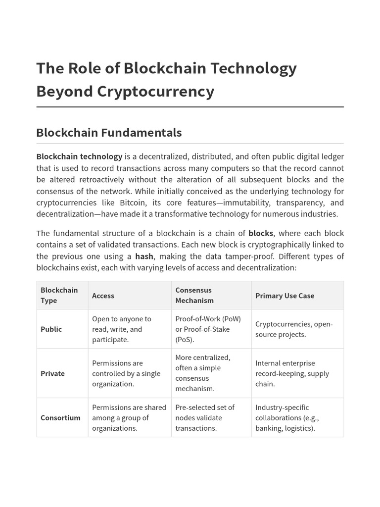 06 The Role of Blockchain Technology Beyond Cryptocurrency | PDF ...