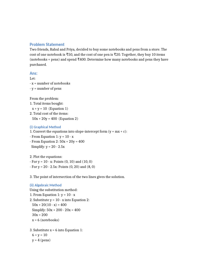 Linear Equations Document | PDF