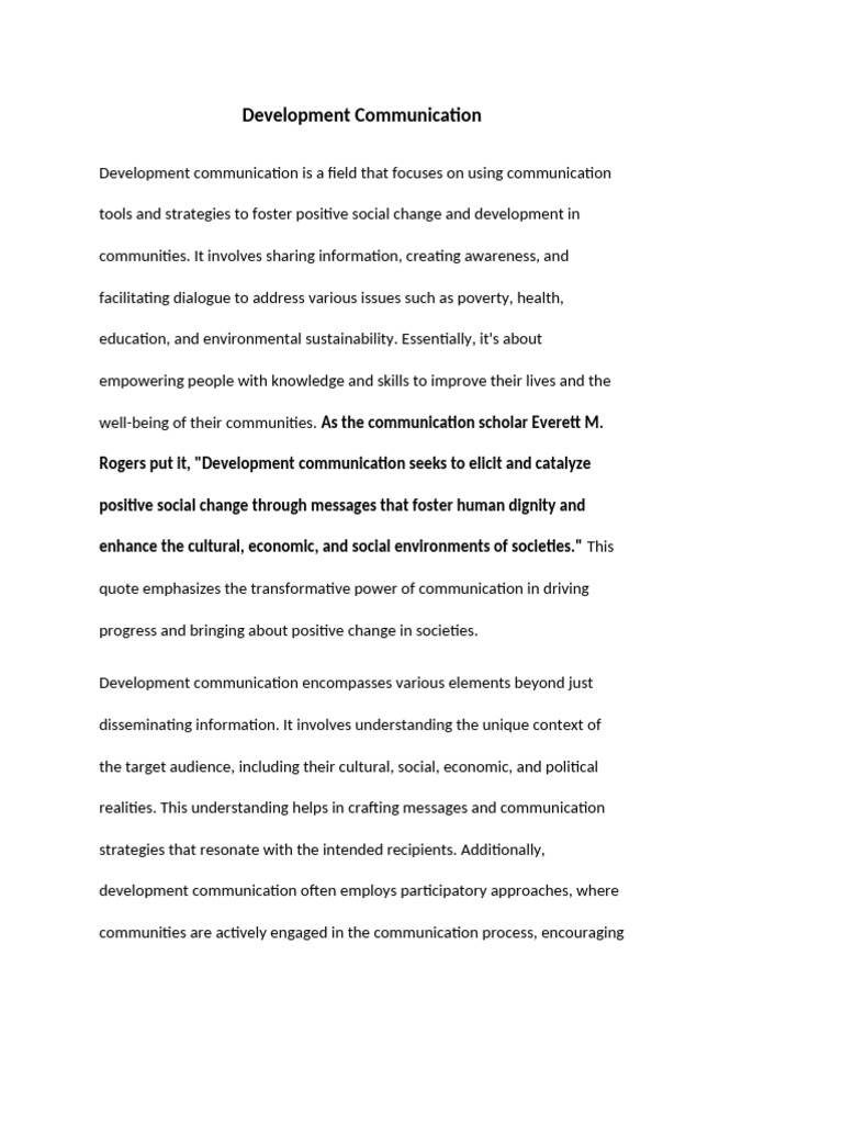 Development Communication | PDF | Cost Of Living | Communication