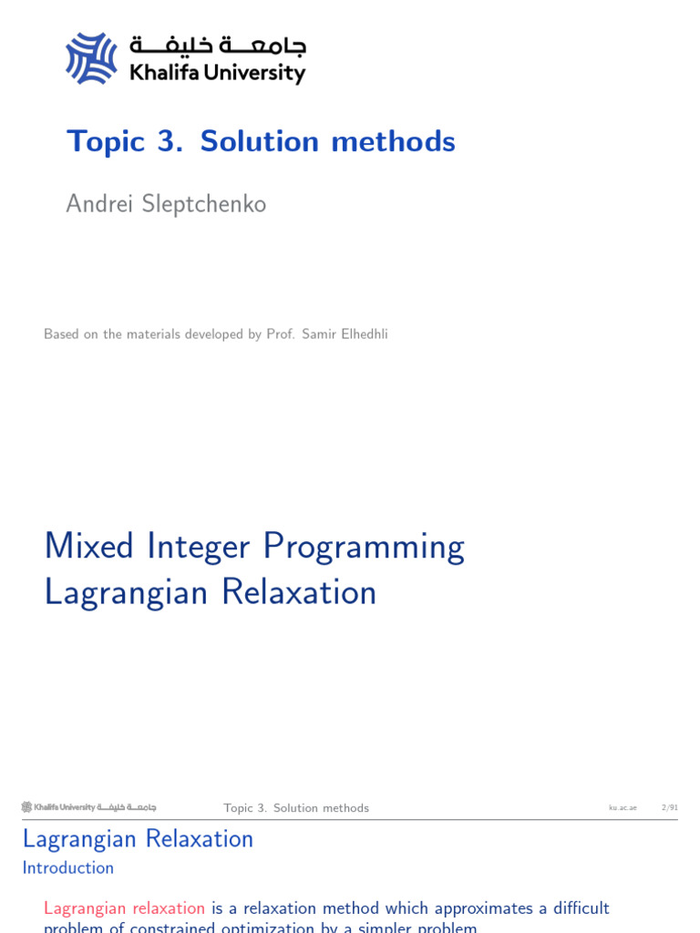 Topic3 Solution Methods | PDF | Combinatorial Optimization | Mathematical Relations