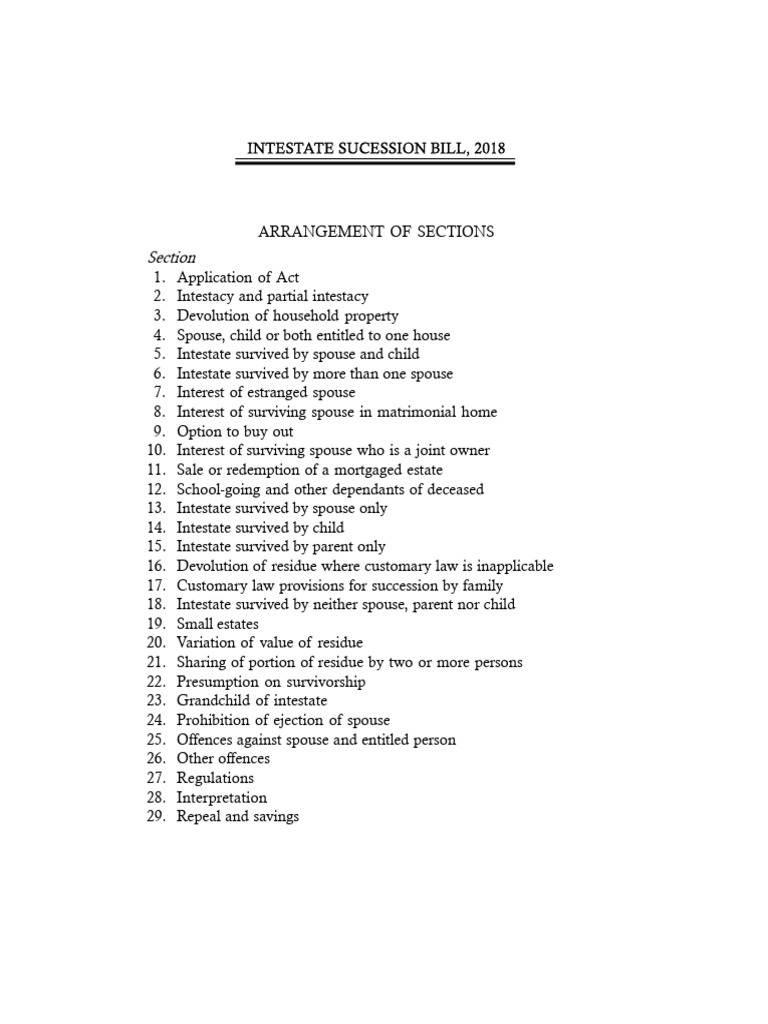 Intestate Succession Bill Overview | PDF | Intestacy | Common Law