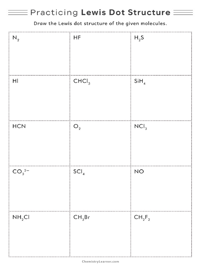 Lewis Dot Diagram Worksheet With Answers | PDF