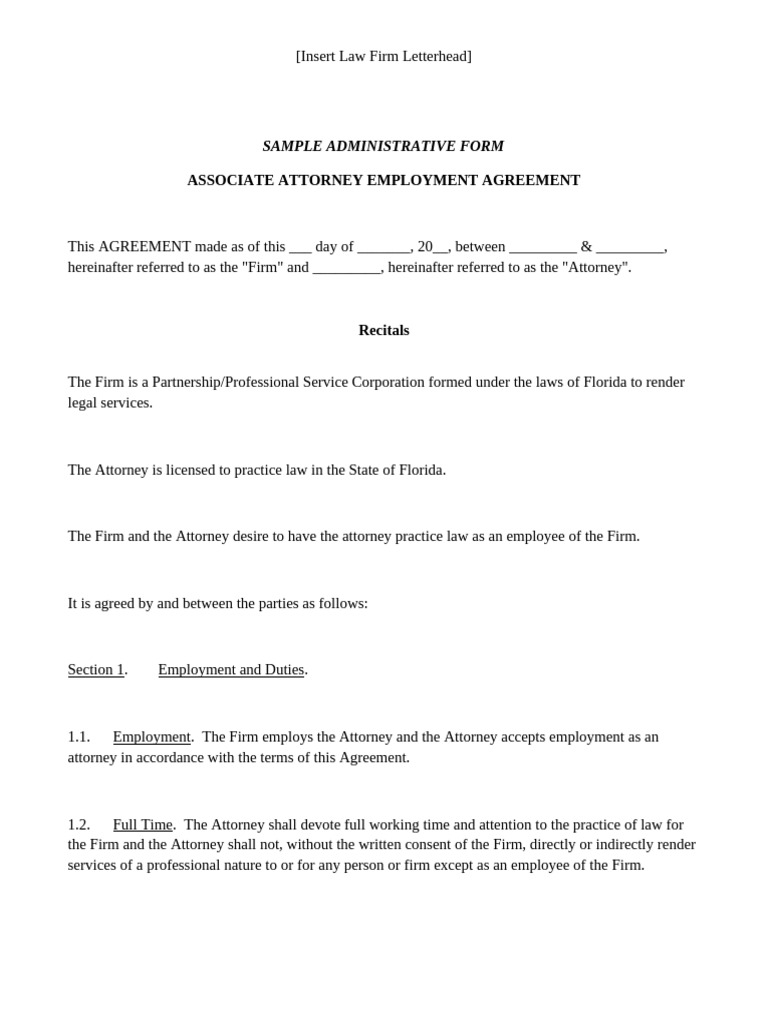 Associate Attorney Employment Agreement | PDF | Liability Insurance ...