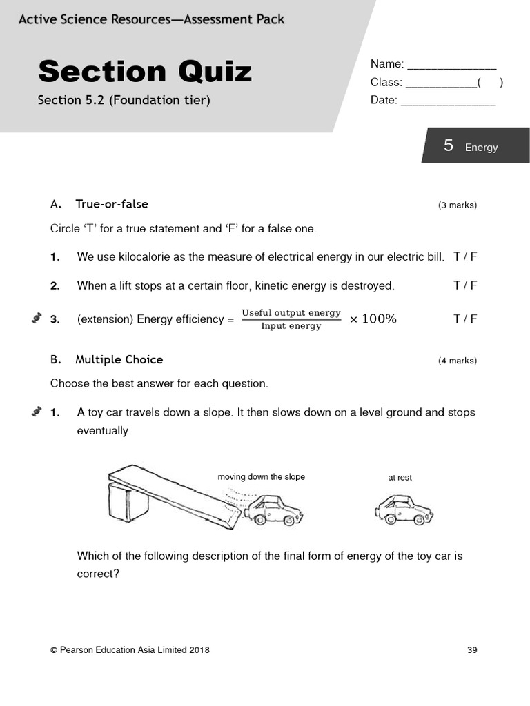 As Section Quiz 5.2 Tier 1 Sample e | PDF | Physical Quantities | Quantity