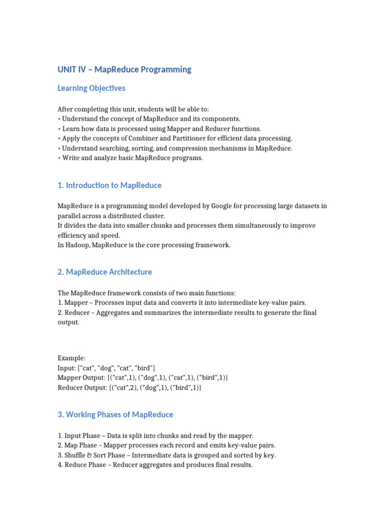 Unit 4 MapReduce Programming | PDF | Map Reduce | Apache Hadoop