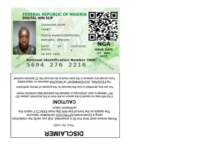 Nin Card Thabit Moriamo 1764258464 | PDF