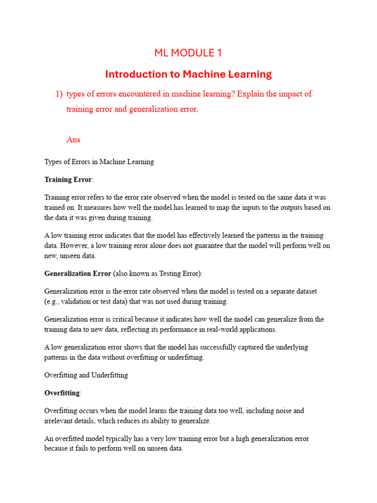 Machine Learning Error Types Explained | PDF | Machine Learning | Mean Squared Error