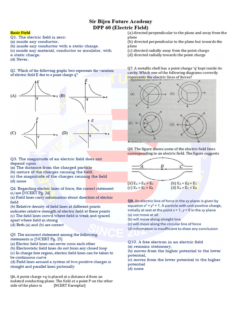 Electric Field Concepts and Questions | PDF | Electric Field | Physical ...