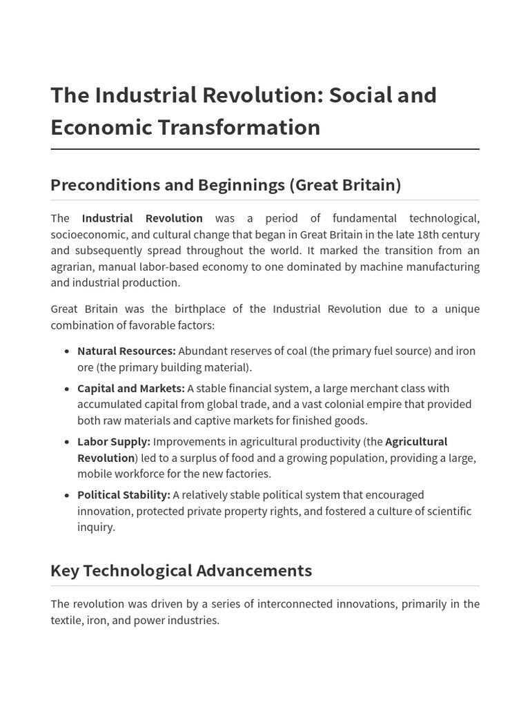 16 The Industrial Revolution Social and Economic Transformation | PDF ...