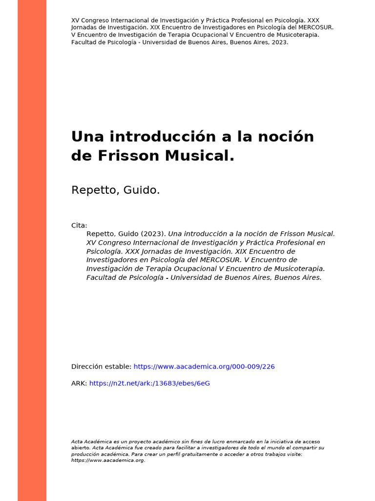 Repetto, Guido (2023) - Una Introducción A La Noción de Frisson Musical | PDF | Las emociones ...
