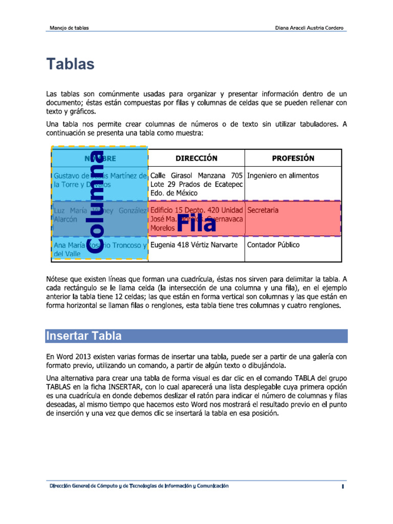 Manejo de Tablas | PDF
