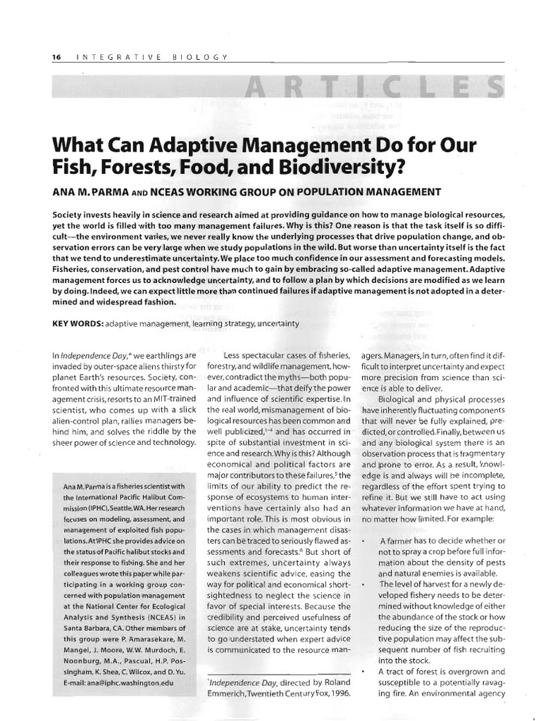 Parma & NCEAS-Integrat_biol_1-1-98 | PDF