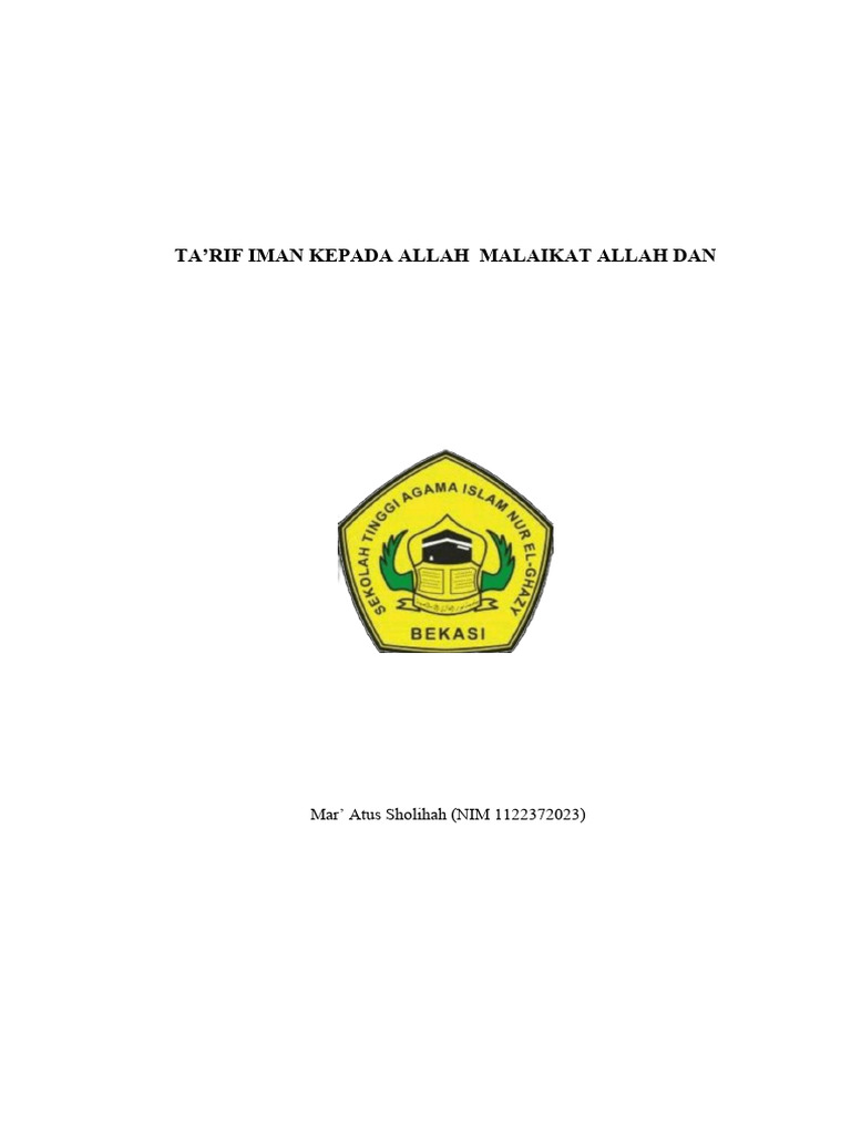 Kelompok 4 Ilmu Kalam Rukun Iman Ta'Rif Iman Kepada Allah, Malaikat Allah Dan Kitab Allah | PDF