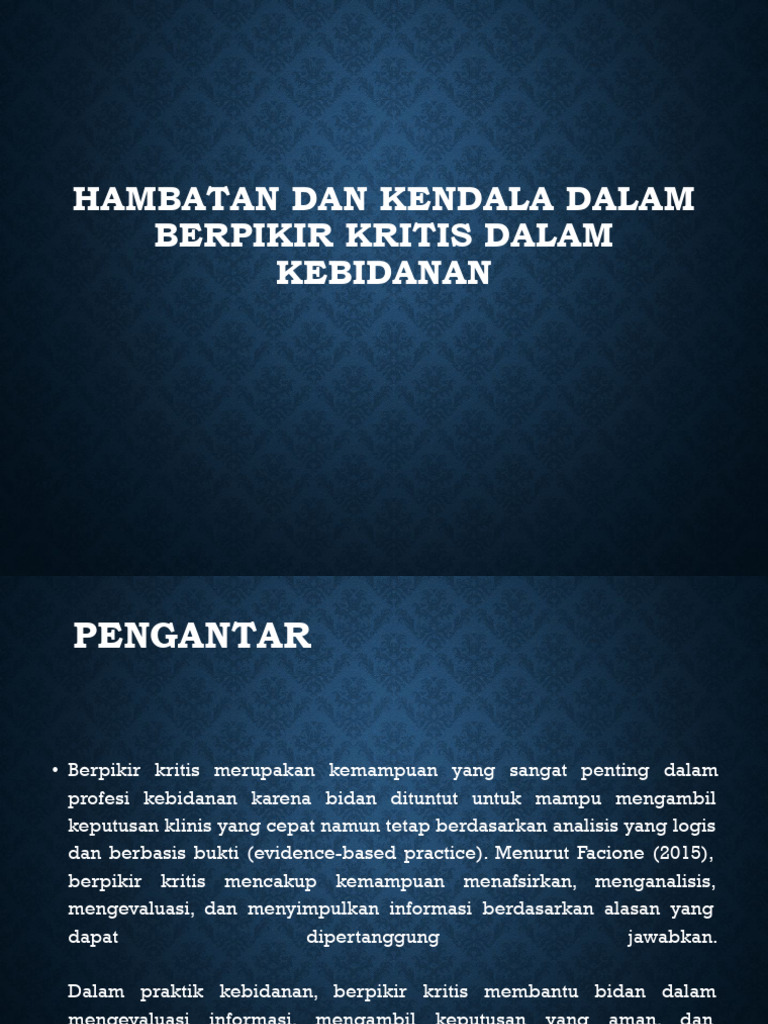 Hambatan Dan Kendala Berpikir Kritis Kebidanan.pptx | PDF