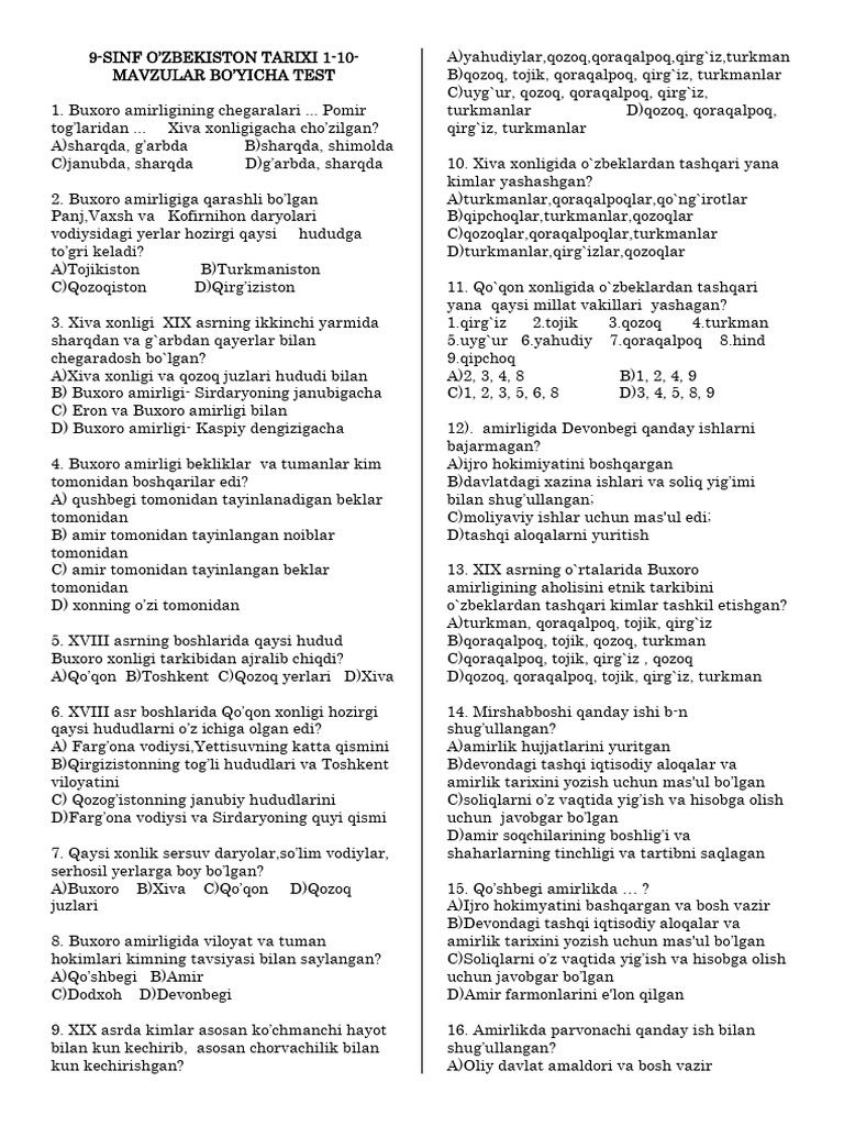 9-O'zbek (1-10-m) | PDF