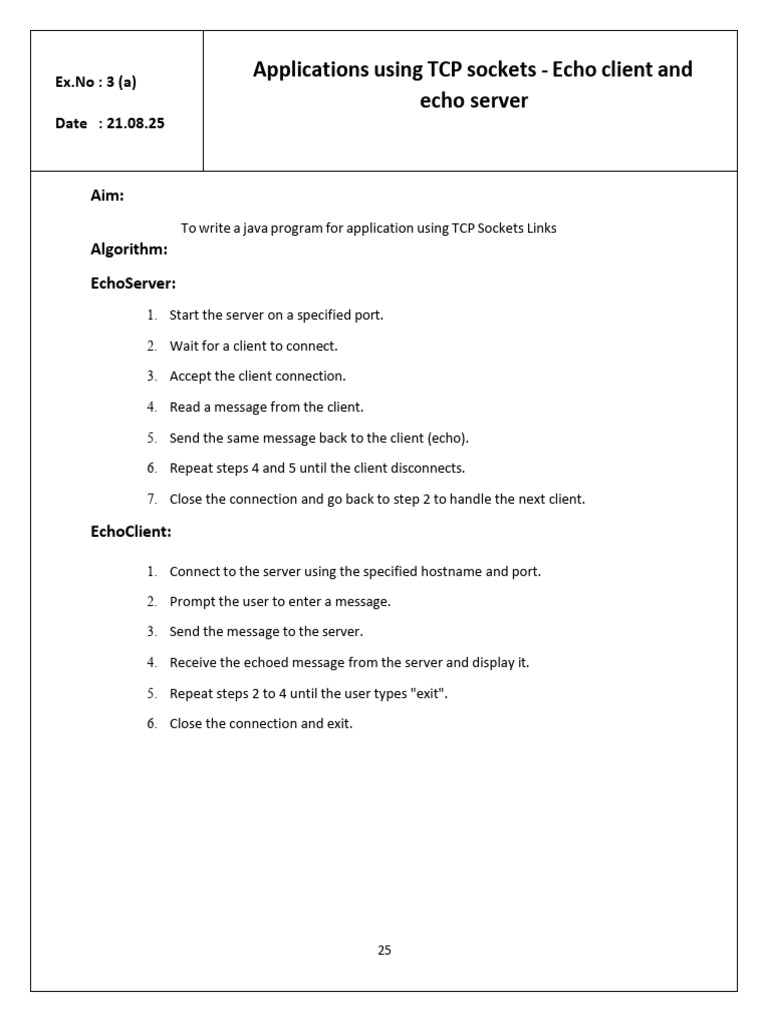 Java TCP Socket Echo Client/Server | PDF | Port (Computer Networking ...