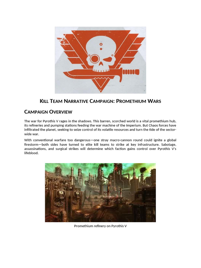 Kill Team Narrative Campaign Promethium Wars Player Packv2 | PDF ...