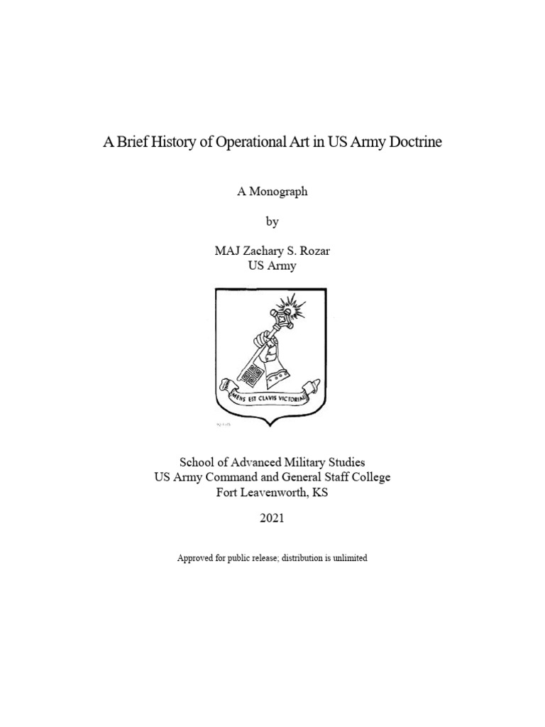 History of Operational Art in US Army | PDF | Methodology | Military ...