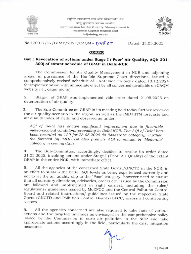GRAP Order DT 23052025 | PDF | Delhi | Government Of India