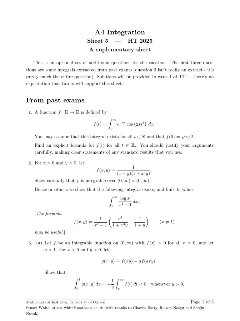 Bonus Sheet | PDF | Mathematics | Mathematical Analysis