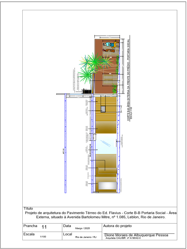 Cond. Ed.flavius Planta Baixa Pavimento Térreo - Corte B-B Portaria Social-Área Externa Do ...