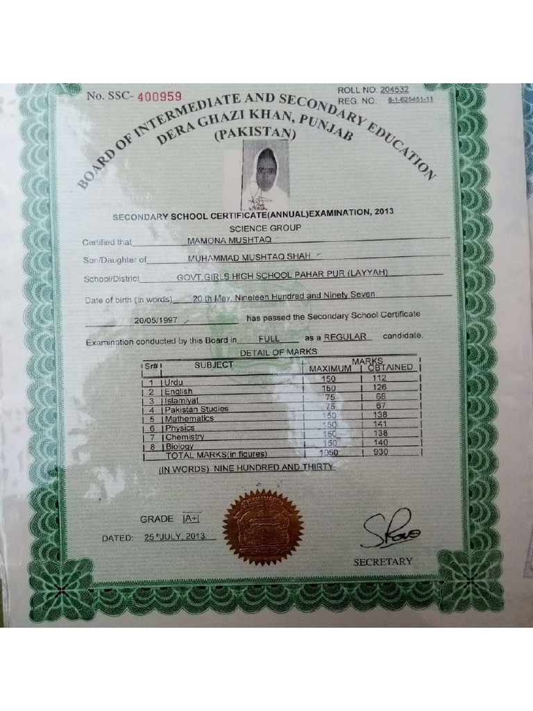 Matric Degree | PDF