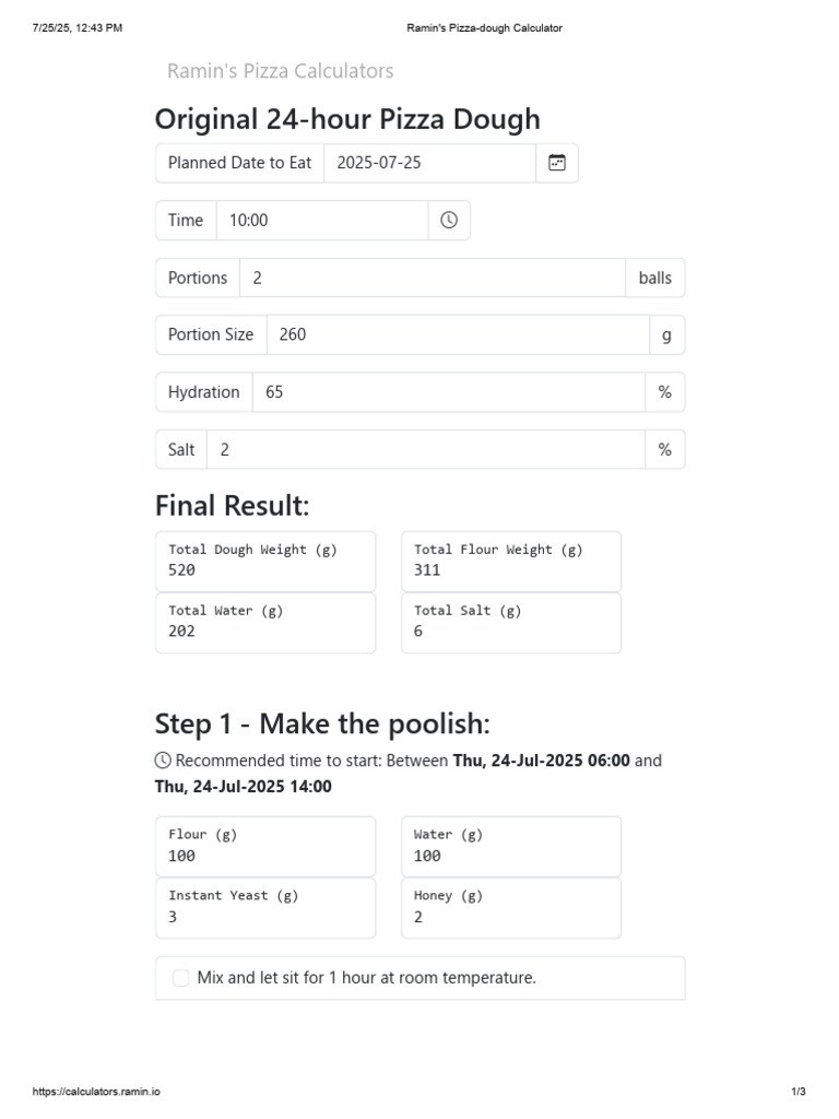 Ramin's Pizza-Dough Calculator | PDF | Dough | Cooking