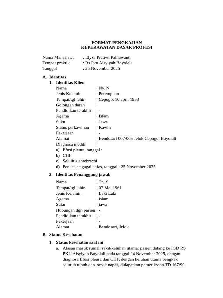 Format Pengkajian Kdp-1 | PDF