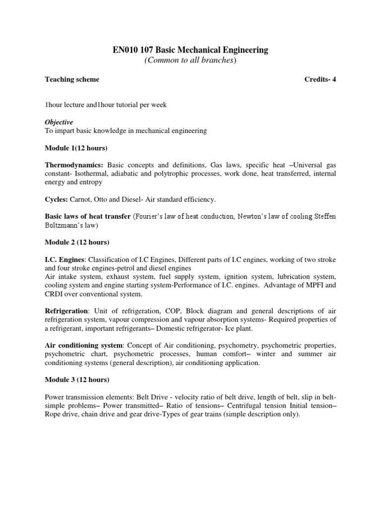 Bme Syllabus Pdf Internal Combustion Engine Turbine