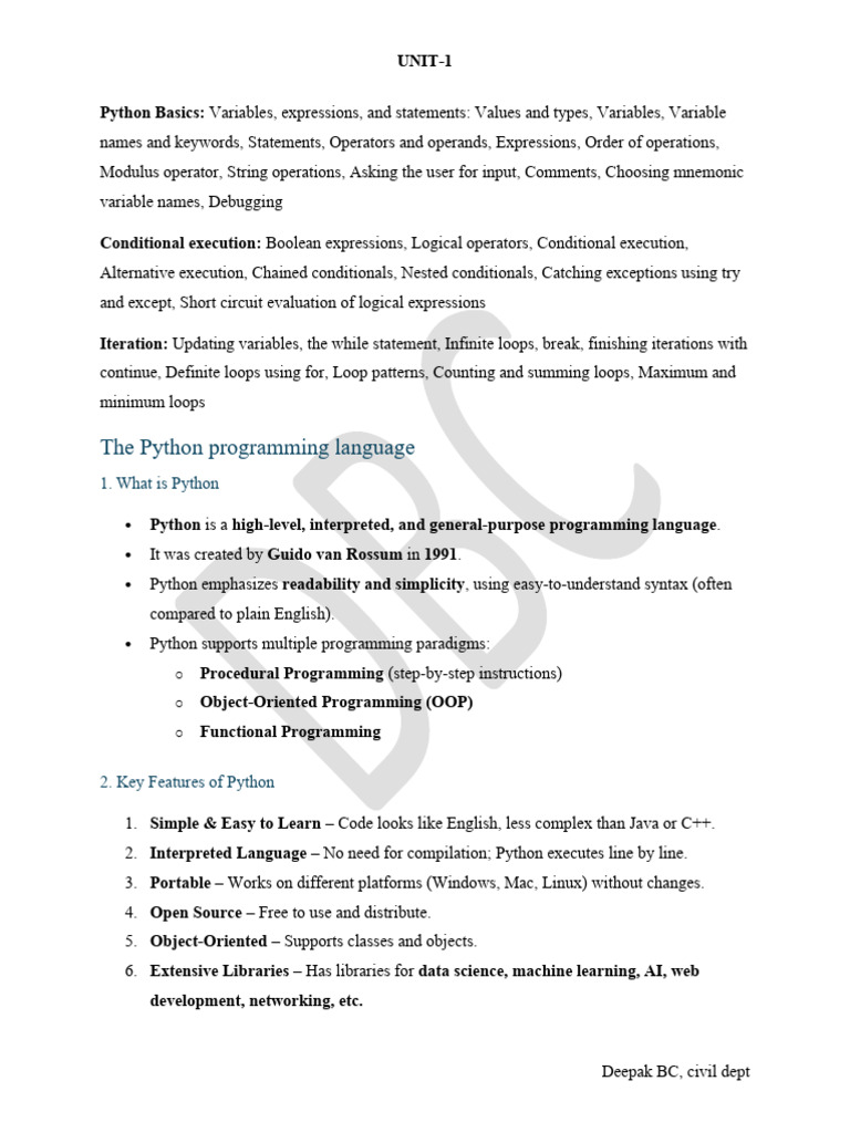 unit 1 | PDF | Boolean Data Type | Python (Programming Language)