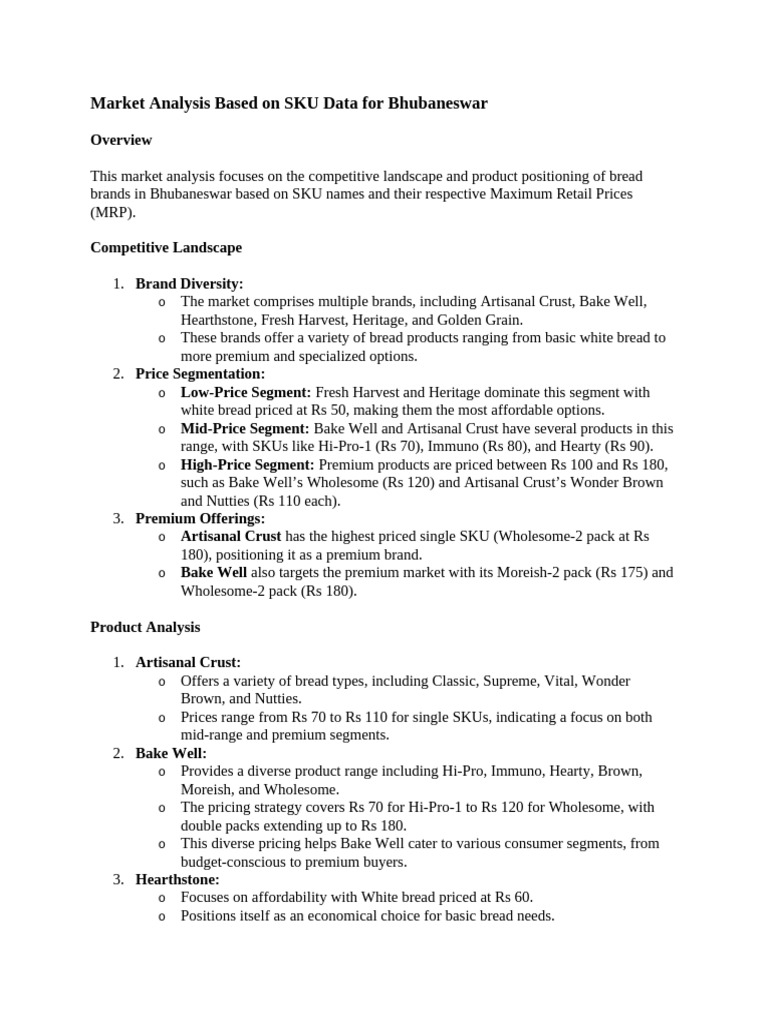 Market Analysis Based On SKU Data For Bhubaneswar | PDF | Pricing ...