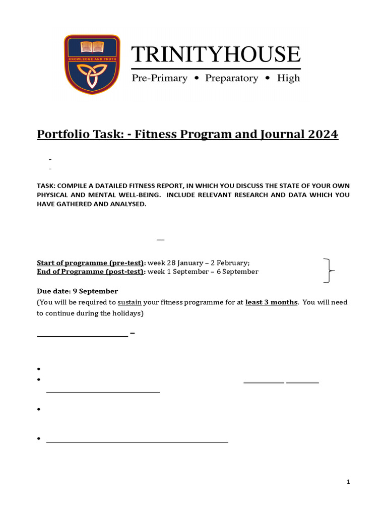 Grade 10 Fitness Program Portfolio | PDF | Physical Fitness | Strength ...