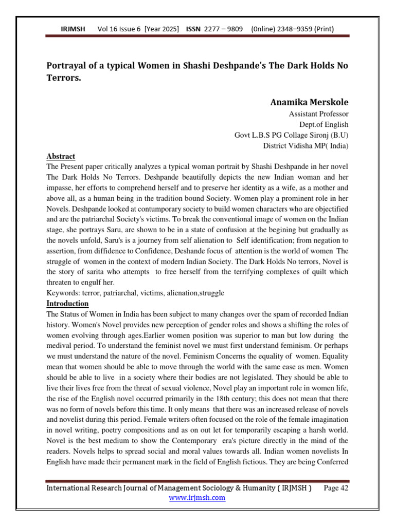 Portrayal of A Typical Women in Shashi D | PDF
