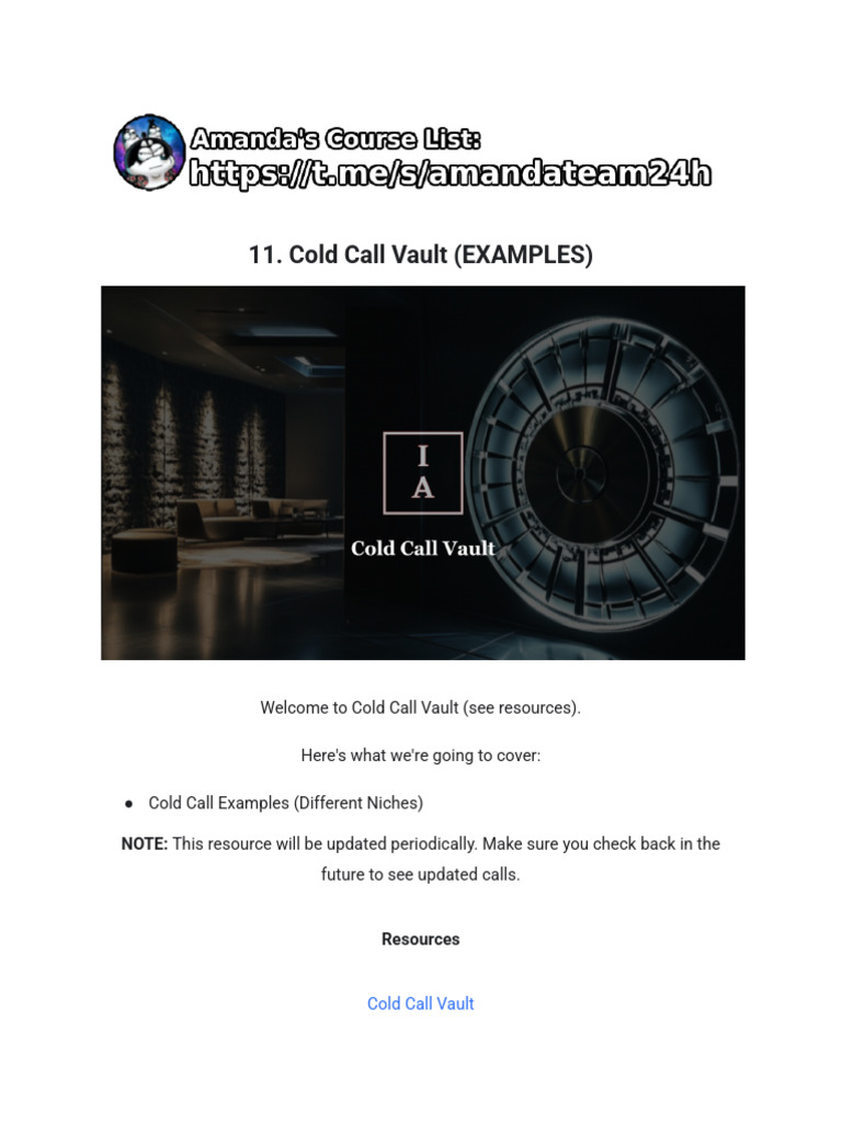 Cold Call Vault (Examples) | PDF