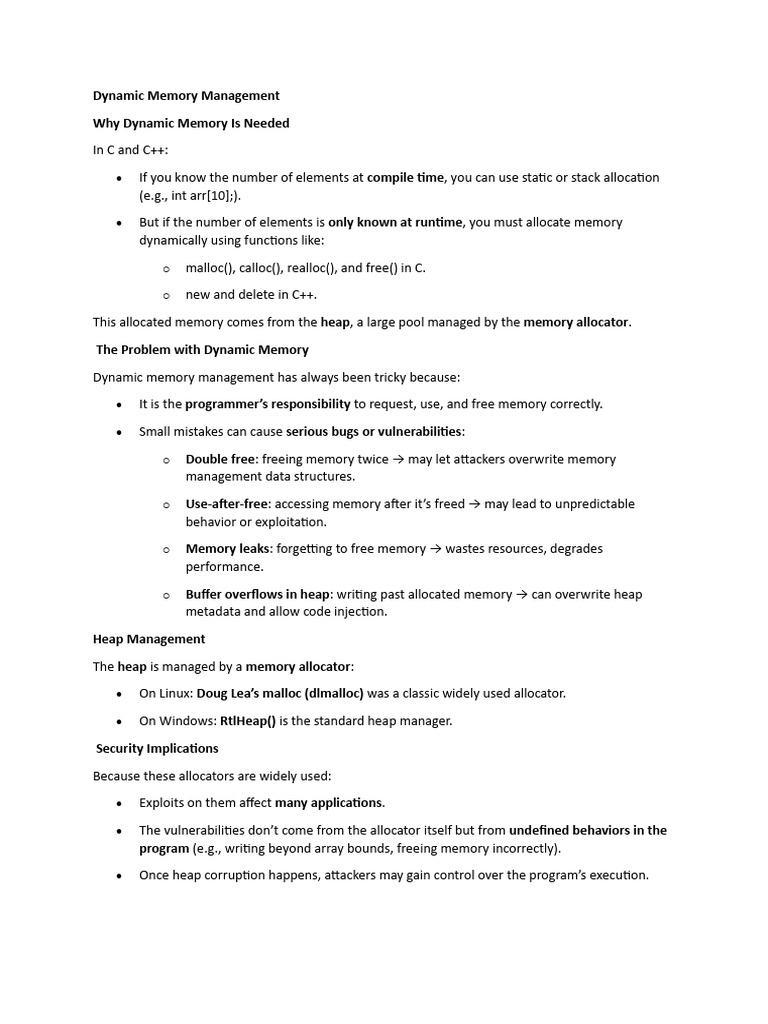 Dynamic Memory Management | PDF | Pointer (Computer Programming ...