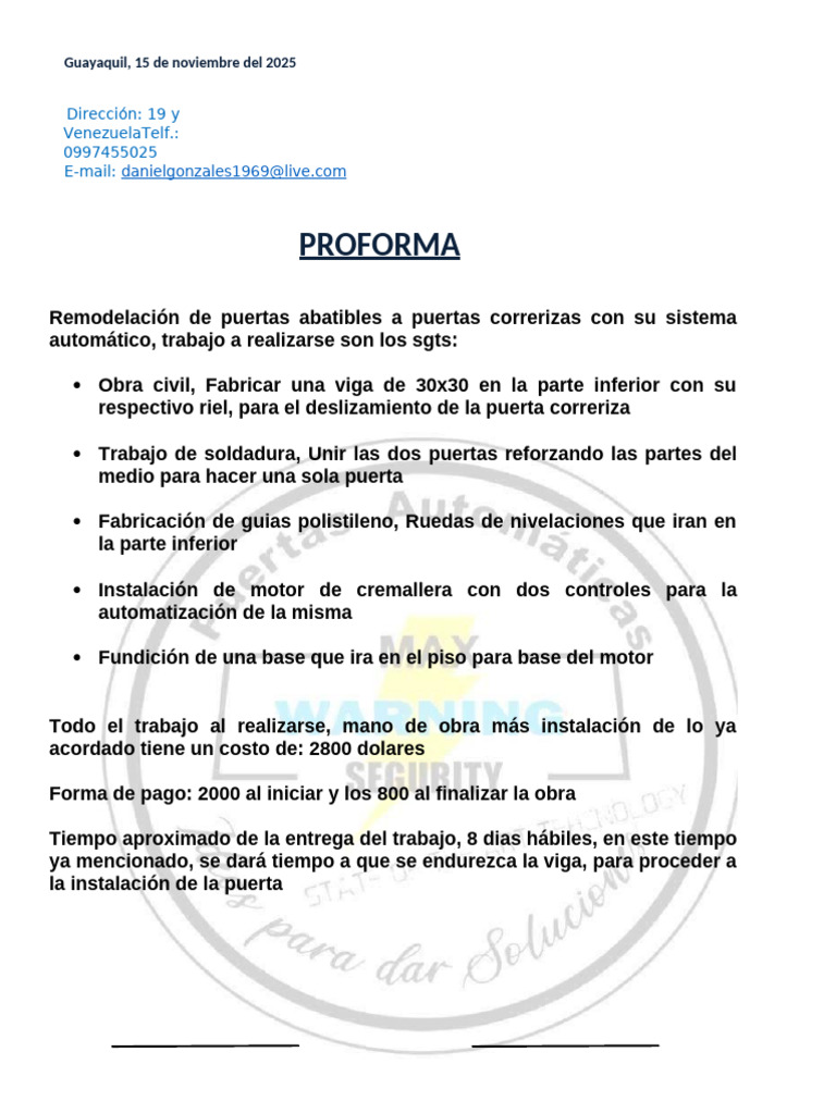 PROFORMA 1 | PDF