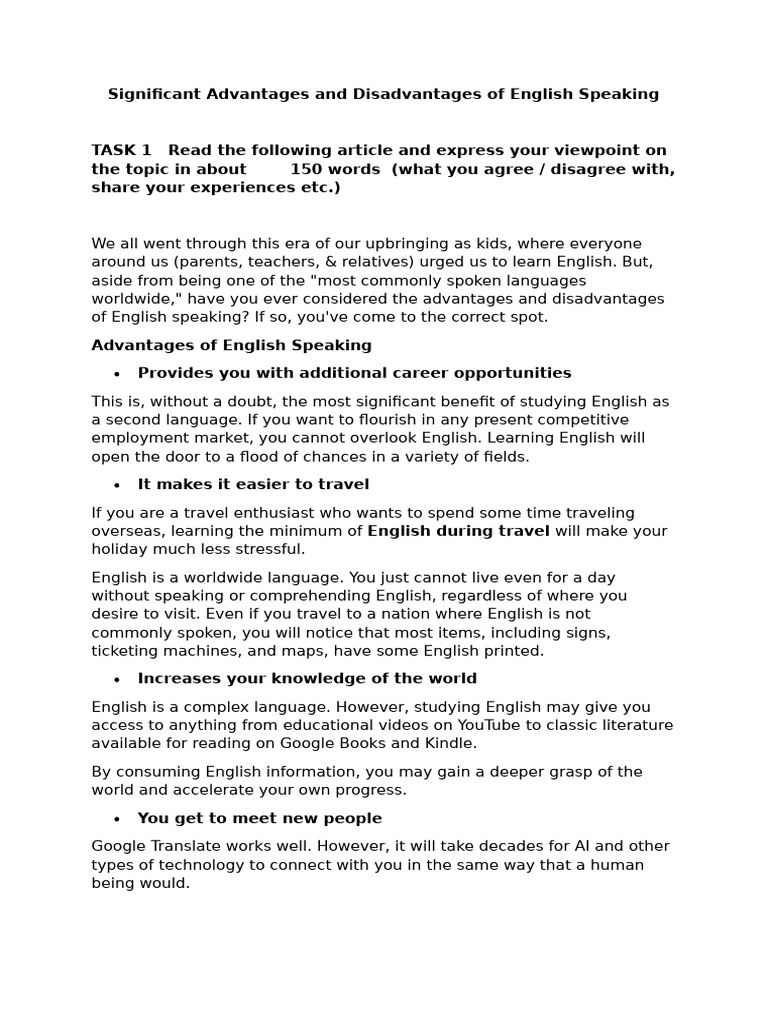 Speaking English Advantages | PDF | English Language | Multilingualism