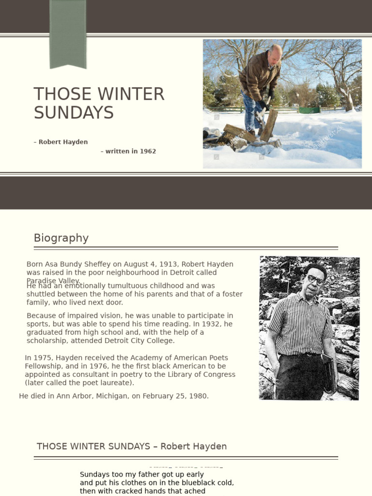 Poem 9 - Those Winter Sundays PPT G10SR22 | PDF | Poetry